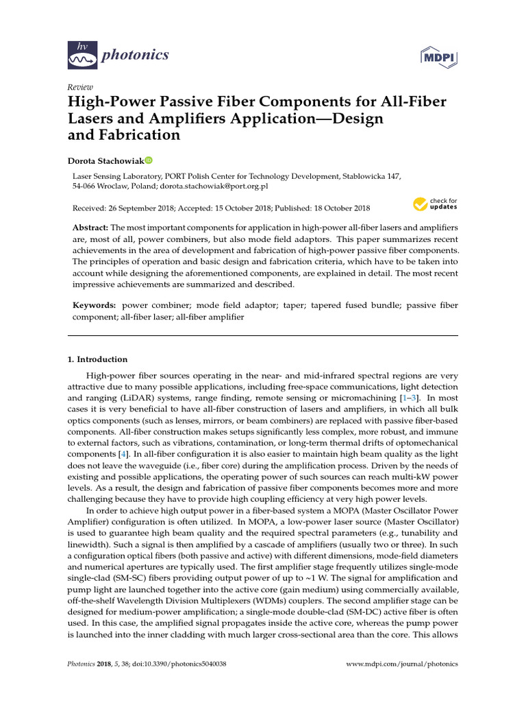 Photonics 05 00038 | PDF | Optical Fiber | Laser