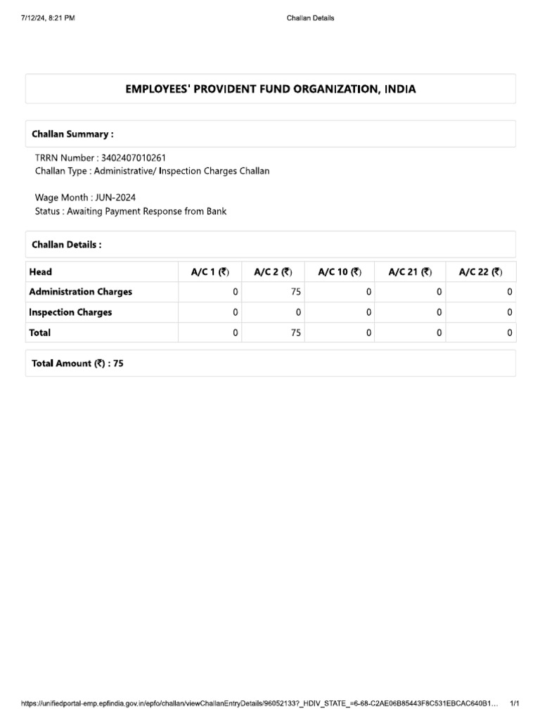 Epfo Challan Payment | PDF