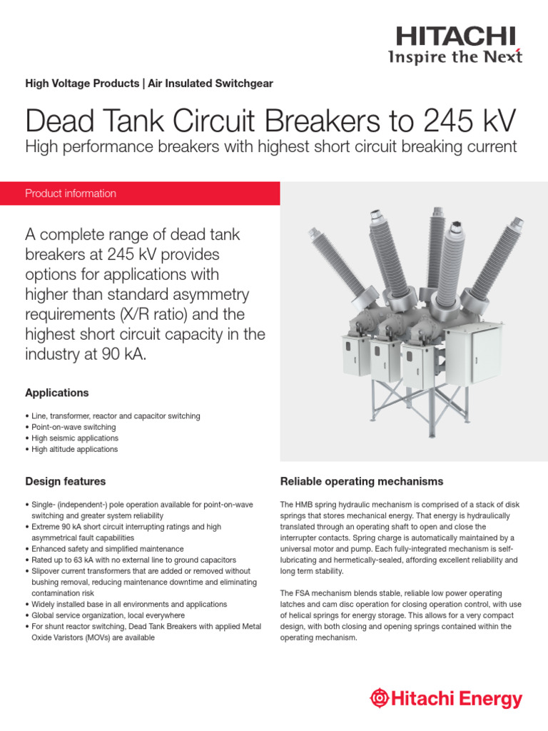 245 kV Dead Tank Circuit Breakers | PDF | Power (Physics) | Equipment