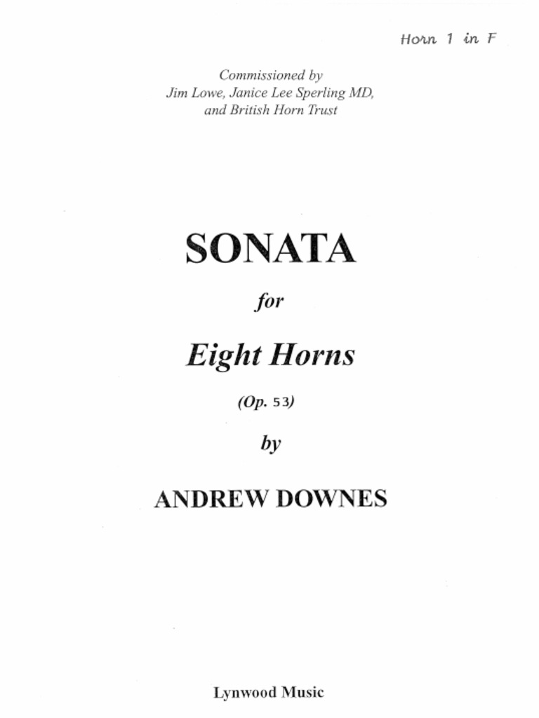 Sonatafor 8 Horns Horn 1 in F | PDF
