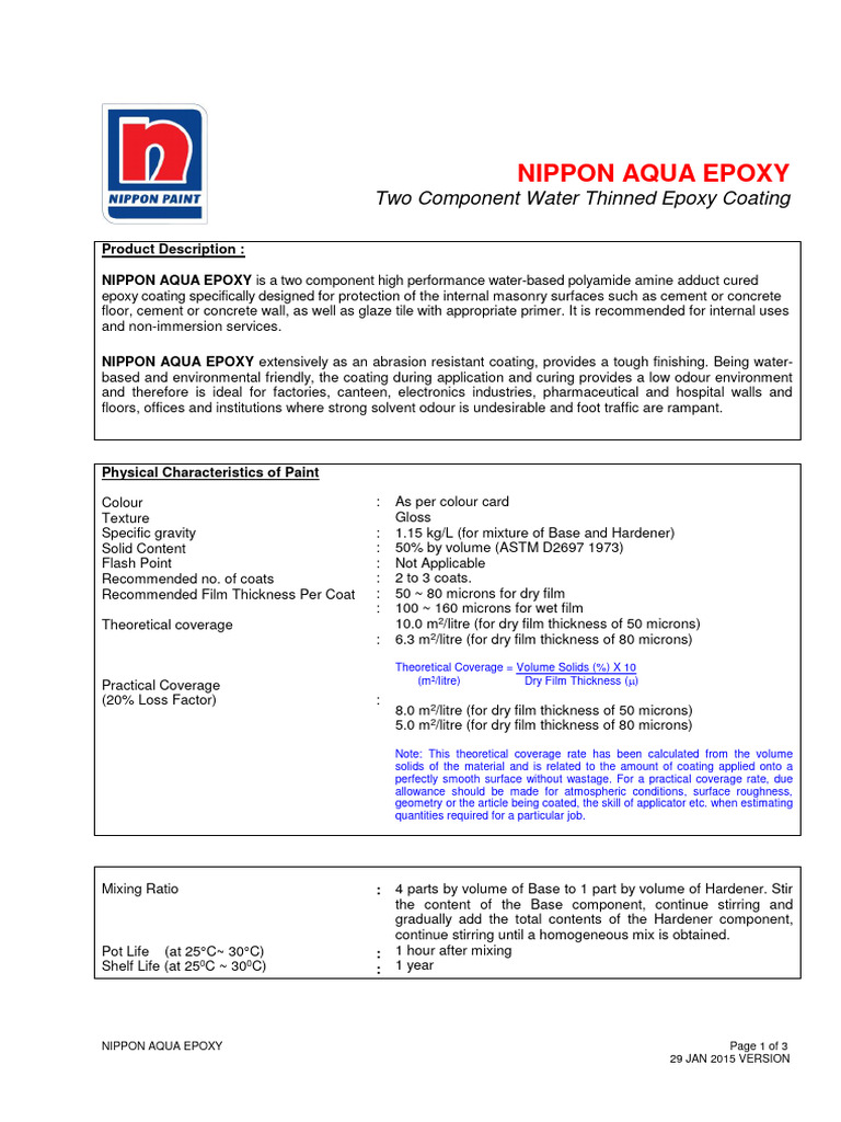 Nippon Aqua Epoxy | PDF | Epoxy | Paint