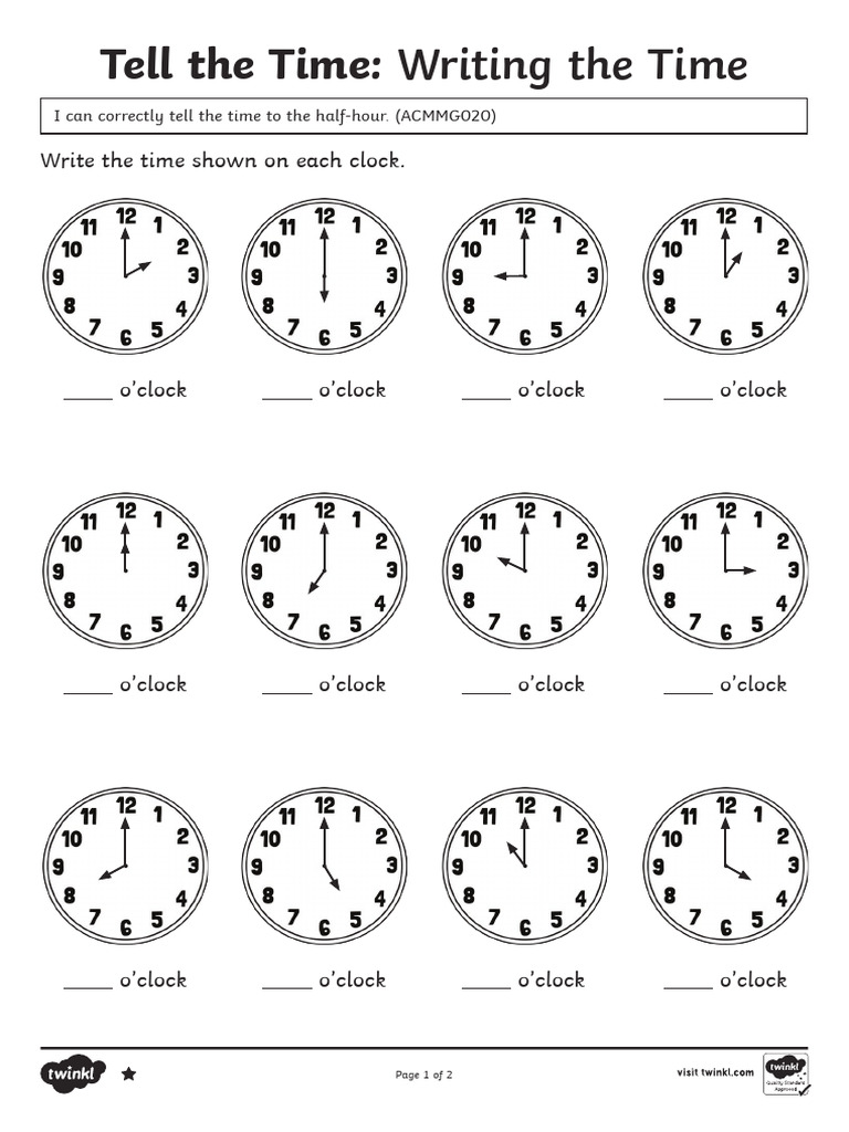 A Tell and Write The Time | PDF