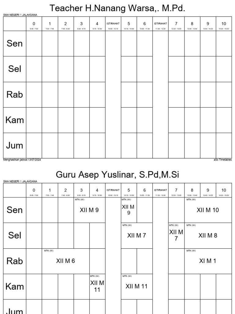 Jadwal Guru | PDF