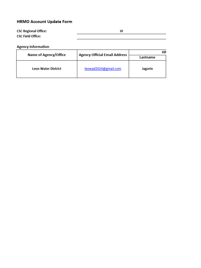 HRMO Update Form | PDF