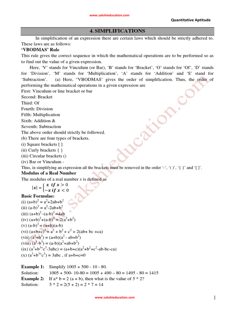 SSC SSC - CGL - Maths 4 Simplification | PDF | Mathematical Analysis | Mathematical Notation