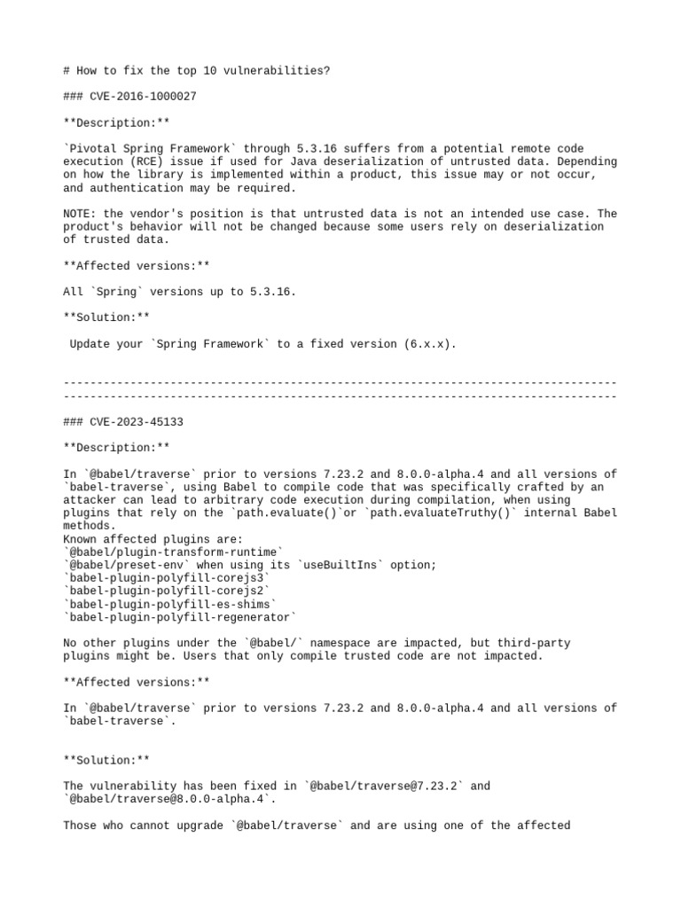 CVE Fix | PDF | Spring Framework | Computer Science
