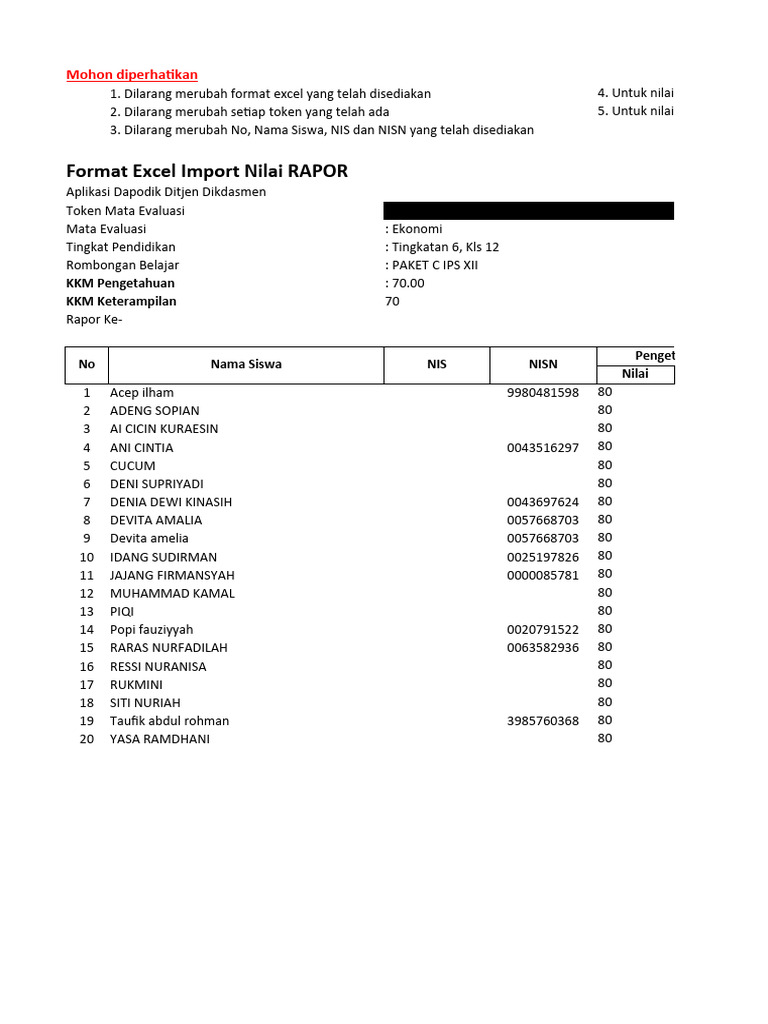 Format Nilai Rapor 20232 PAKET - C - IPS - XII Ekonomi | PDF