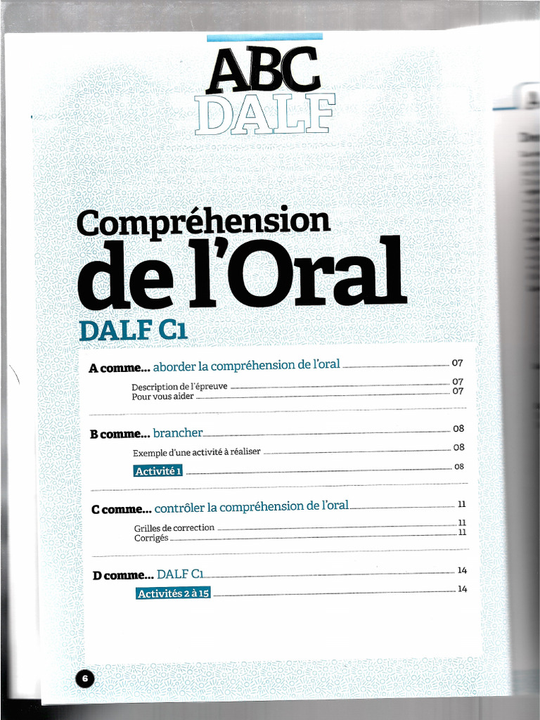 1 Compréhension de l'Oral DALF C1 Sommaire | PDF