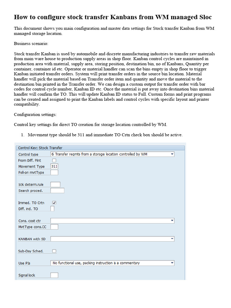 How To Configure Stock Transfer Kanbans From WM Managed Sloc | PDF | Computer Science | Software