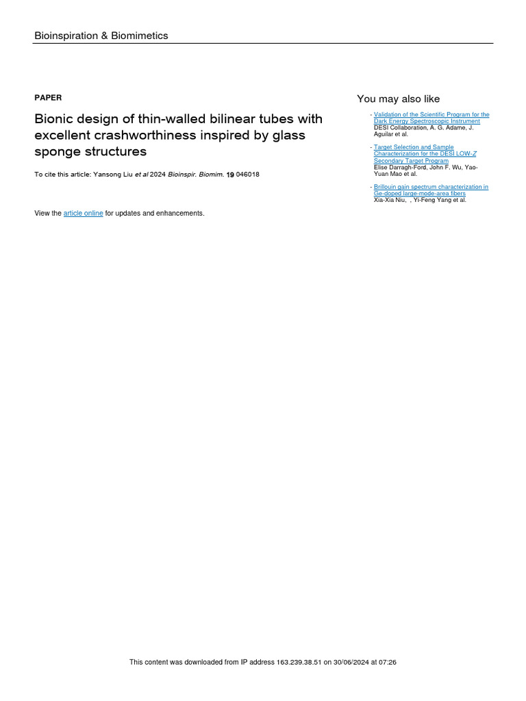 Bionic Design of Thin-Walled Bilinear Tubes With Excellent ... Bionic Design of Thin-Walled Bilinear Tubes With Excellent ...
