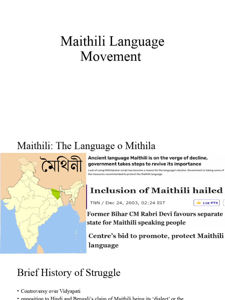 Maithili Language Movement History | PDF | Languages Of India | Linguistics