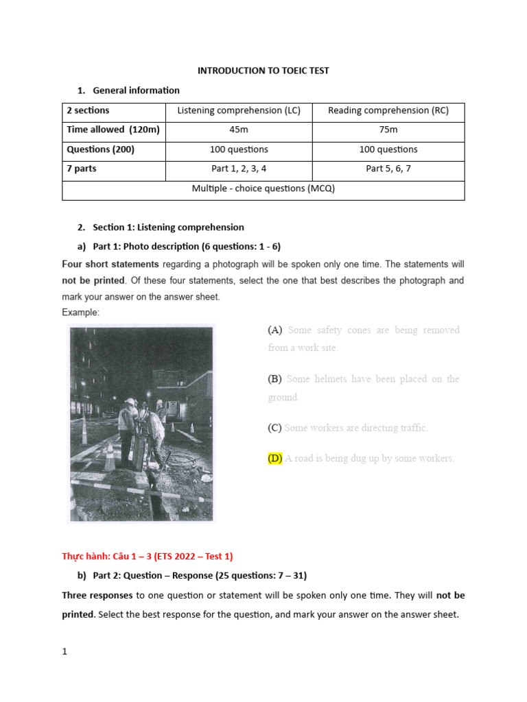 Tổng Quan Về Bài Thi Toeic 2 Kỹ Năng | PDF | Grammar | Syntax