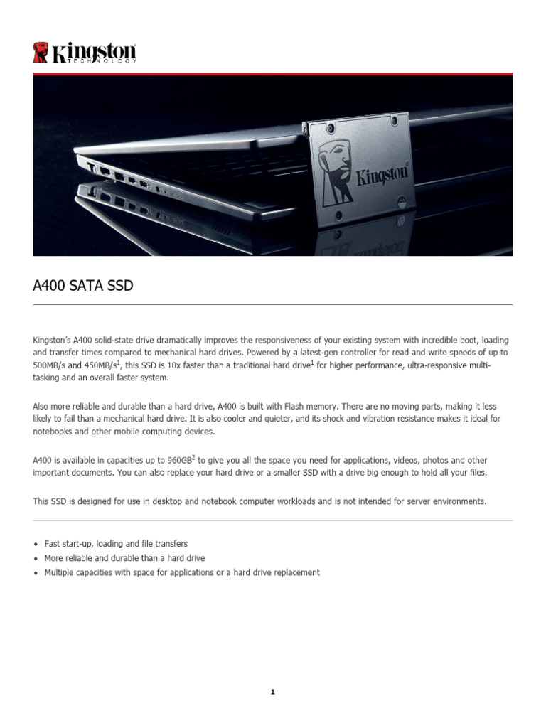Sa400 KINGSTON | PDF | Solid State Drive | Hard Disk Drive