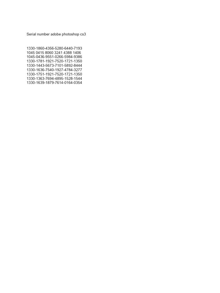Serial Number Adobe Photoshop Cs3 | PDF