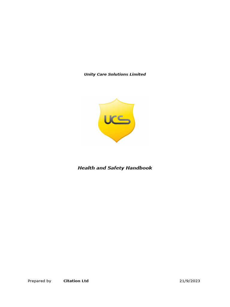 H&S Handbook Unity Care Solutions Limited 26-11-19 | PDF | Occupational ...
