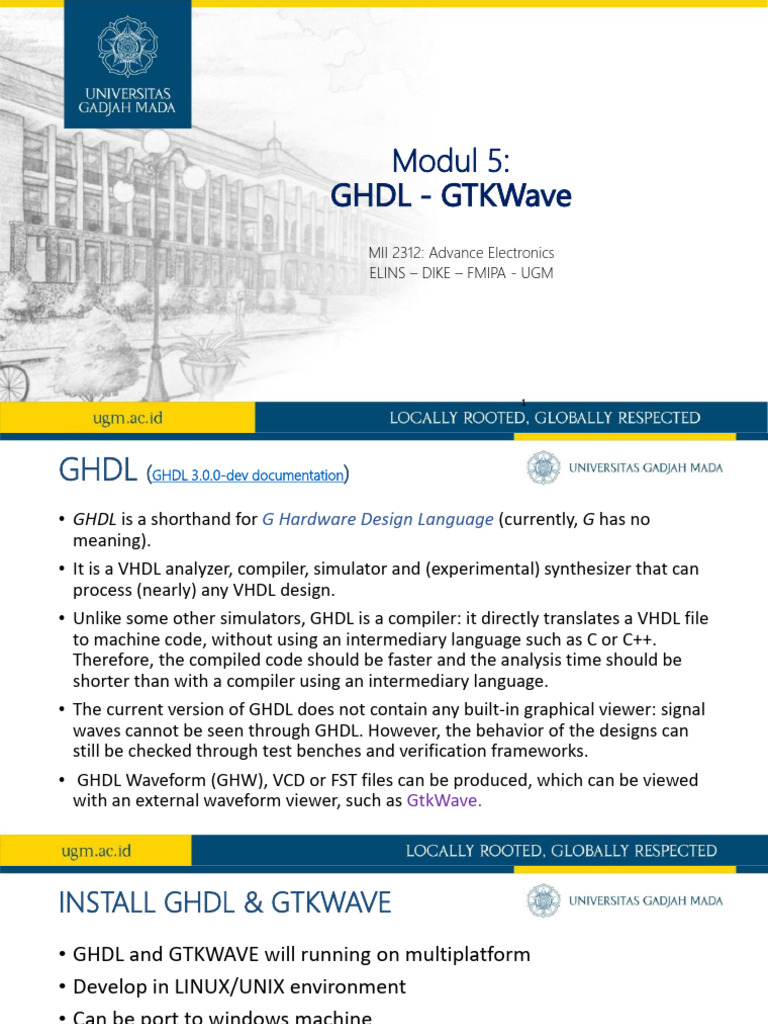 Modul 5: GHDL - Gtkwave: MII 2312: Advance Electronics Elins - Dike - Fmipa - Ugm | PDF | Vhdl ...
