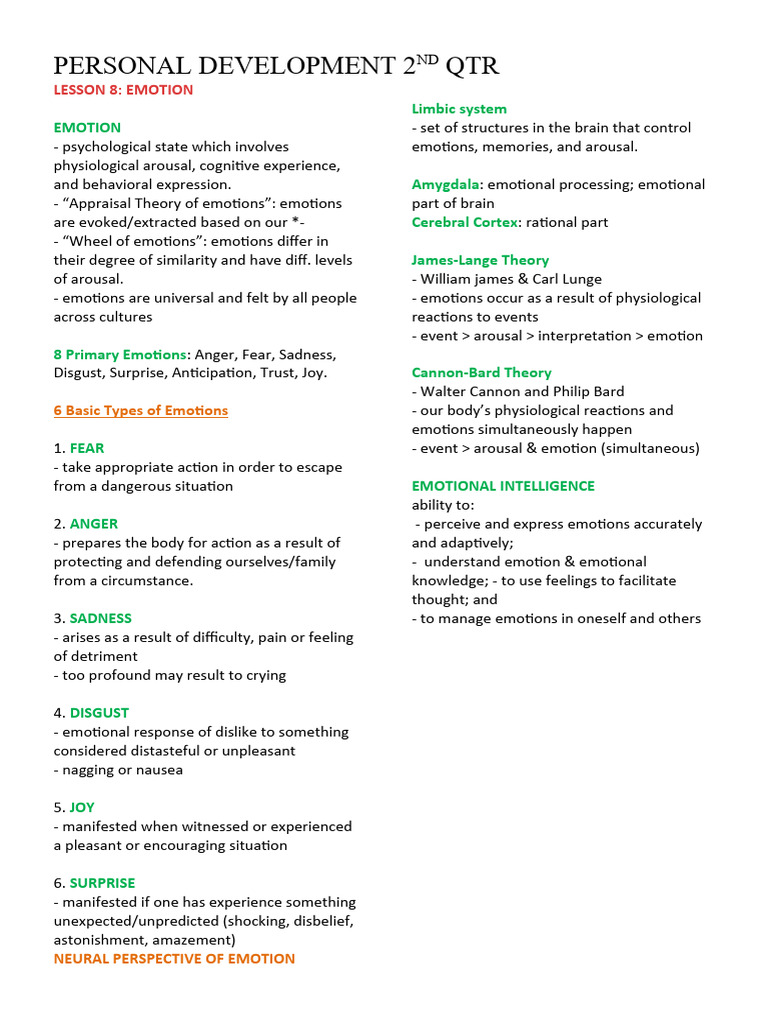 STEM 11 - Personal Development 1st Semester, 2nd Quarter Notes | PDF ...