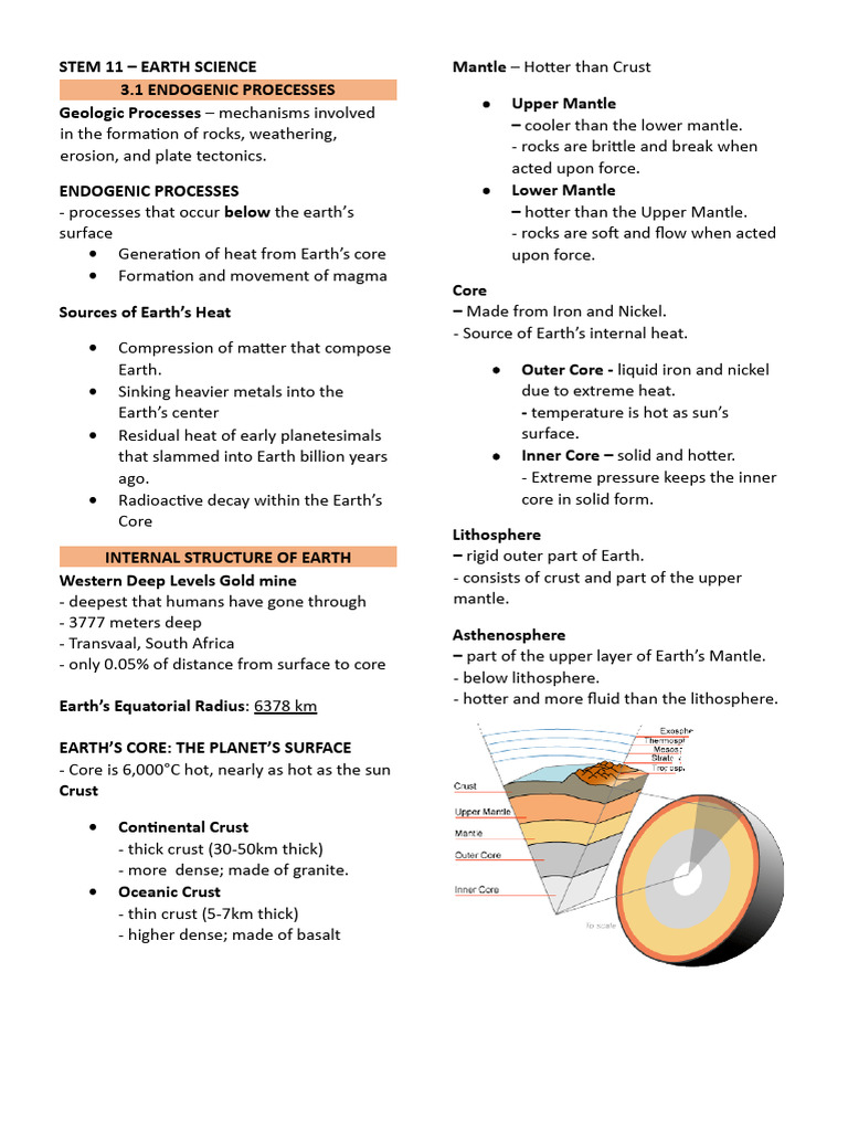 STEM 11 - Earth Science 1st Semester, 2nd Quarter Notes | PDF | Plate ...
