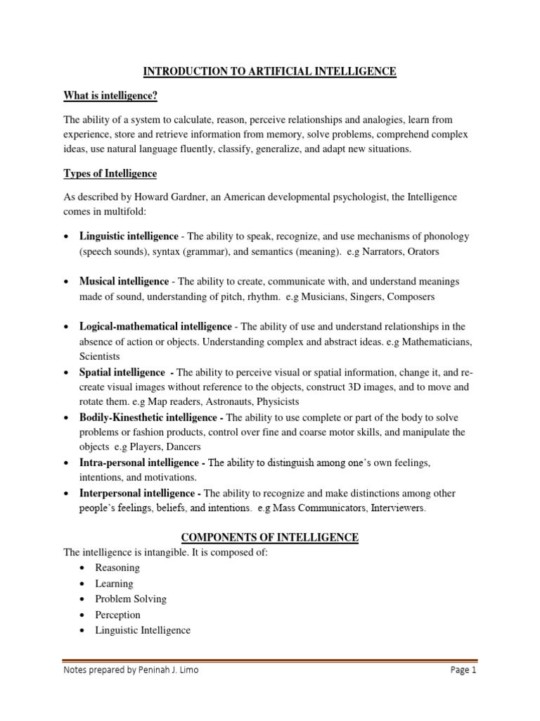 Overview of Artificial Intelligence Concepts | PDF | Intelligence (AI ...