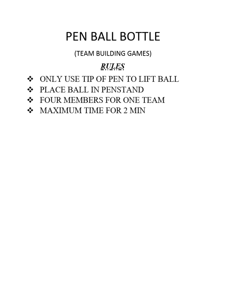 Pen Ball Bottle Game Rules | PDF