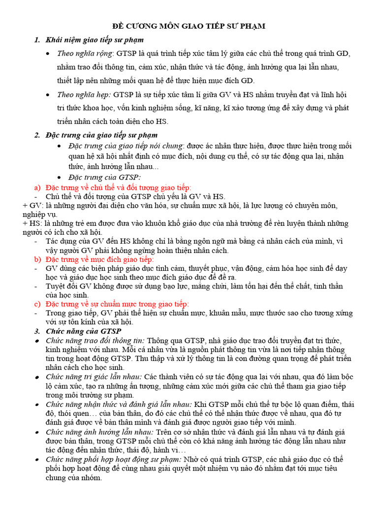 Vấn đề ôn tập môn GTSP | PDF