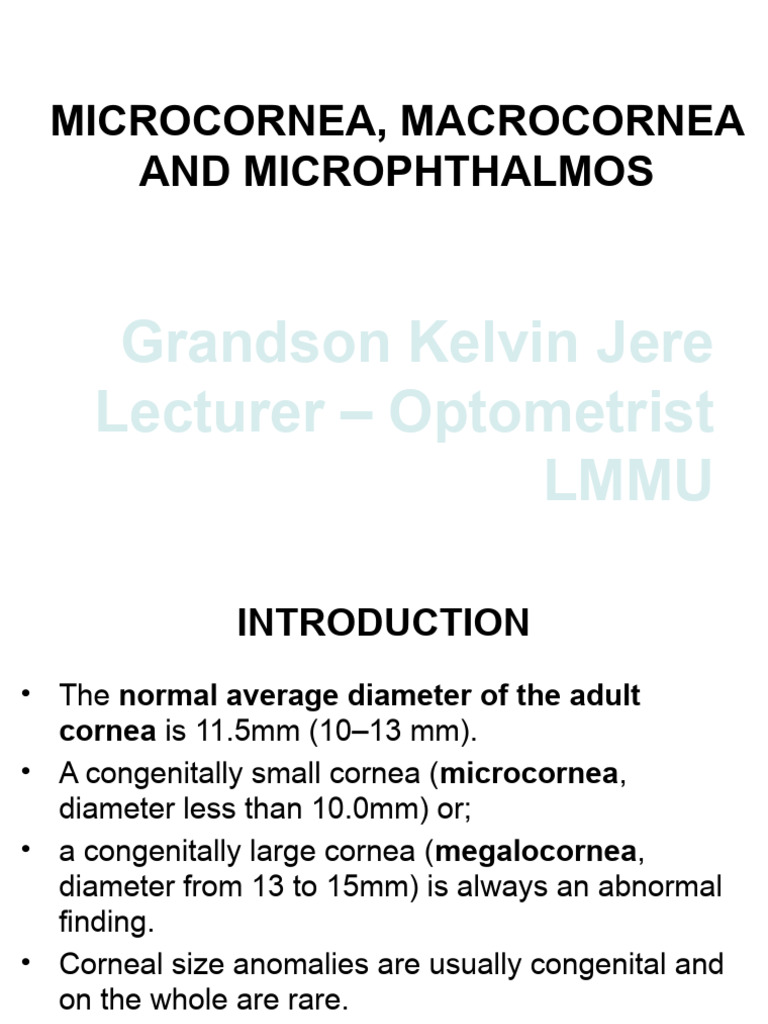 Micro Cornea Macro Cornea and Micro Ophthalmos | PDF | Cornea | Glaucoma