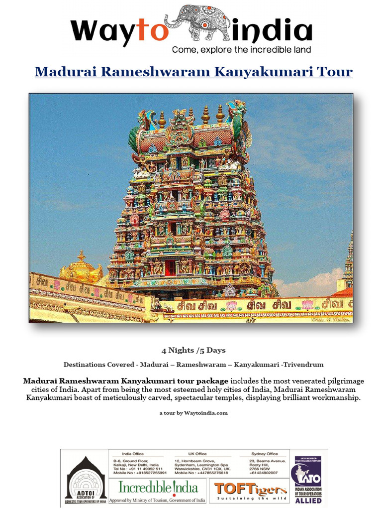 4N 5D Madurai Rameshwaram Kanyakumari Tour | PDF