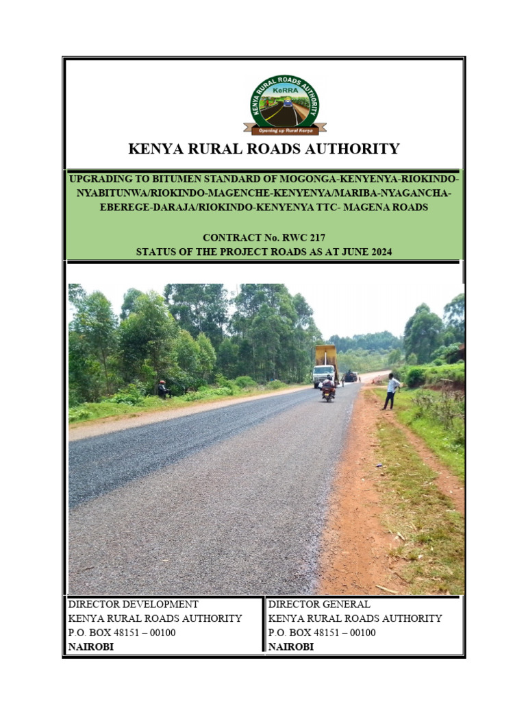 RWC 217 - Status of The Road As at 20th June 2024 - 024935 | PDF | Road ...