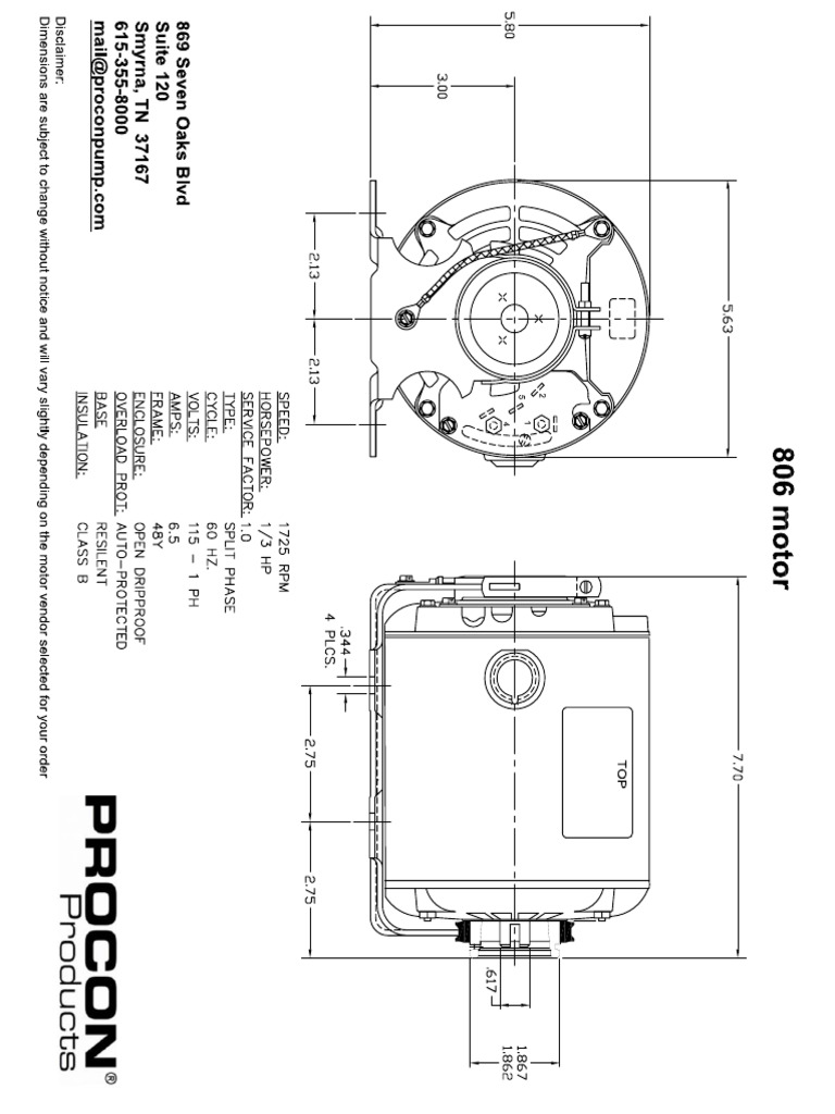 Procon 806 Motor_drawing | PDF
