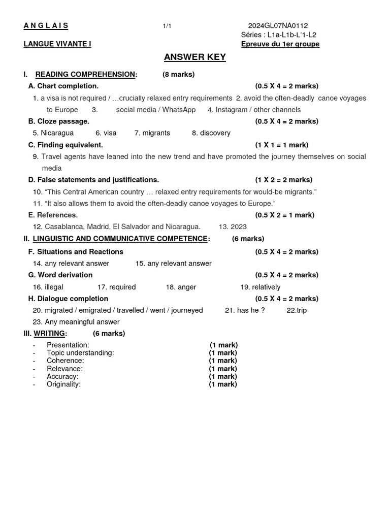 Corrige Ang Lv1 1er GR | PDF | Cultural Globalization | Human Migration