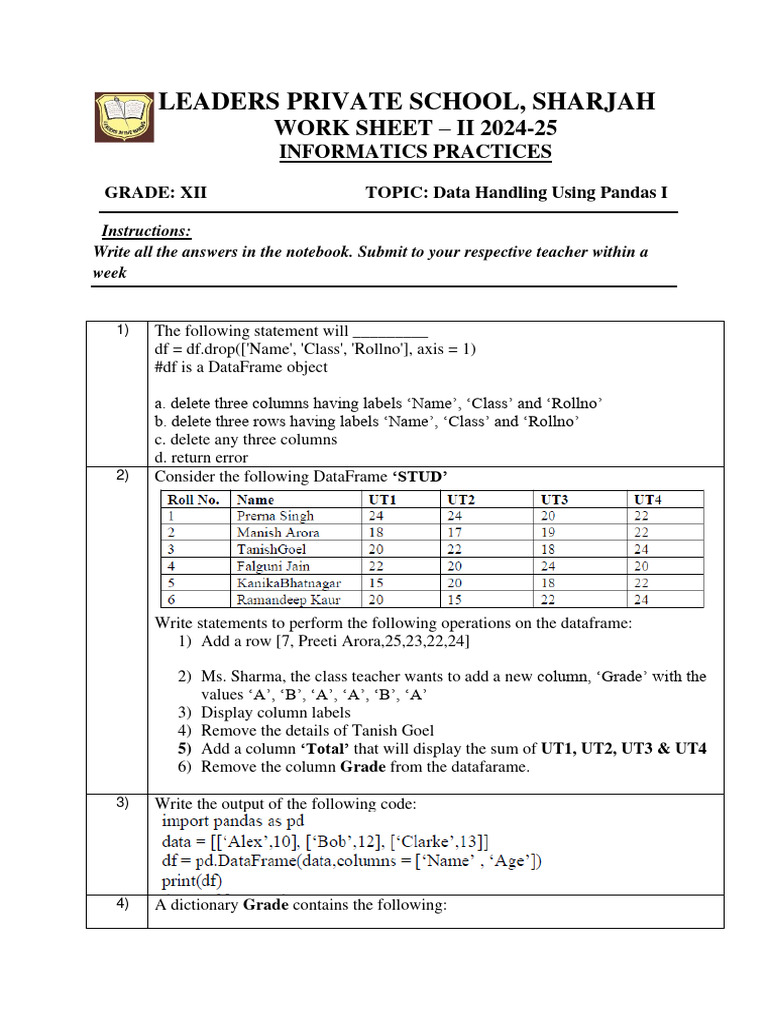 WS2 DataHandlingUsingPandas1 | PDF | Computer Programming | Computing