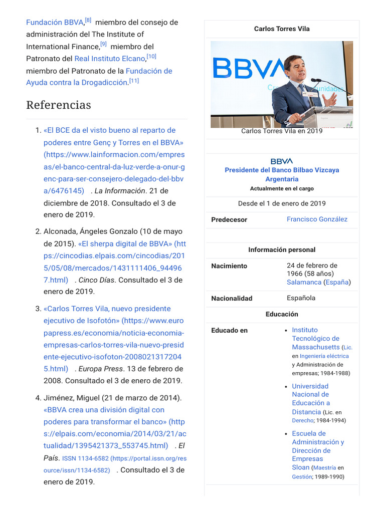 Carlos Torres Vila (directivo) - Wikipedia, la enciclopedia libre | PDF
