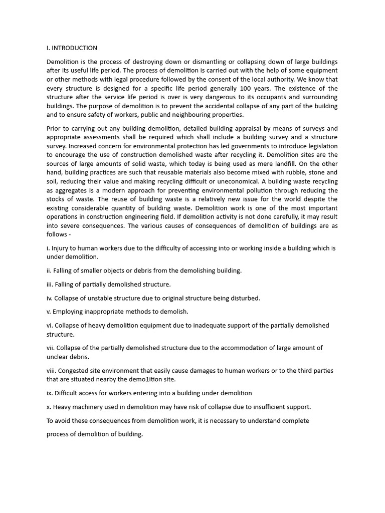 Demolition Plan - 2 | PDF | Demolition | Waste