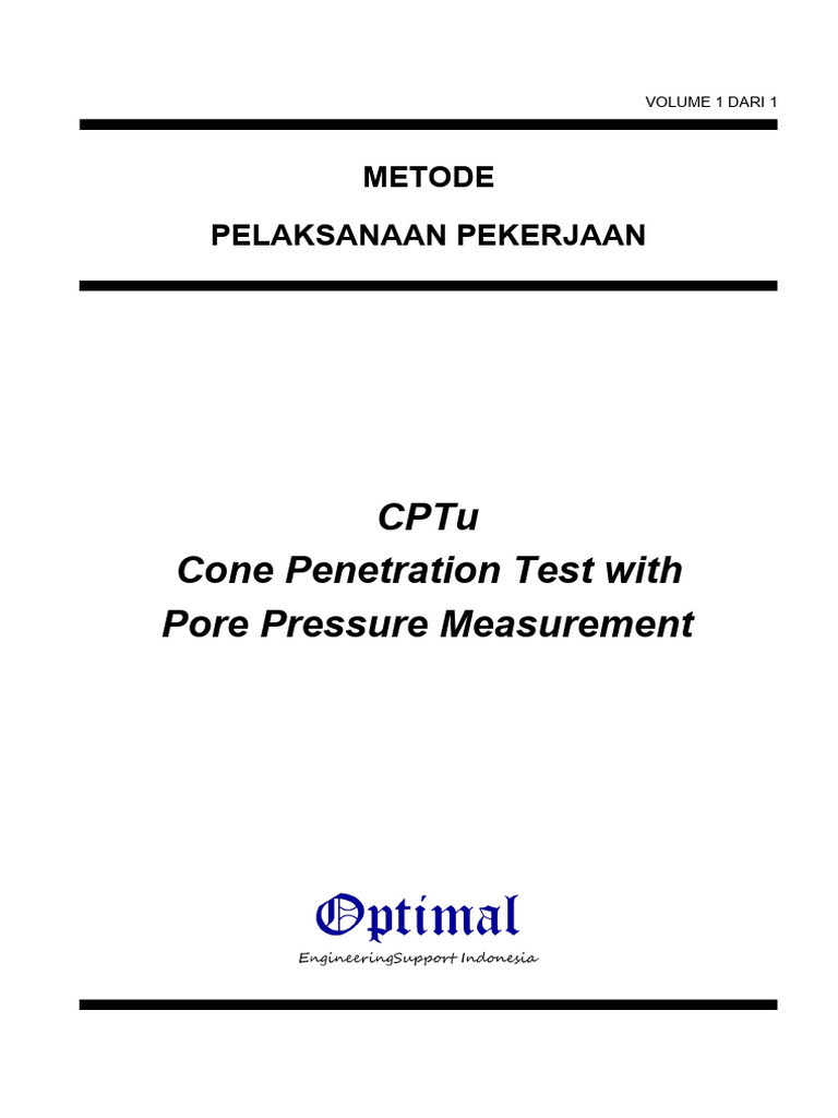 METODE PELAKSANAAN PEKERJAAN CPTu | PDF
