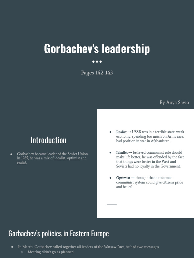 Gorbachev's leadership | PDF | Mikhail Gorbachev | Soviet Union