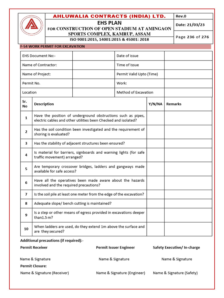 Excavation Permit | PDF | Technology & Engineering