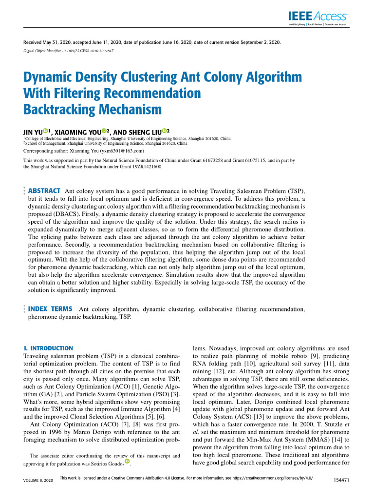 Dynamic Density Clustering Ant Colony Algorithm With Filtering Recommendation Backtracking
