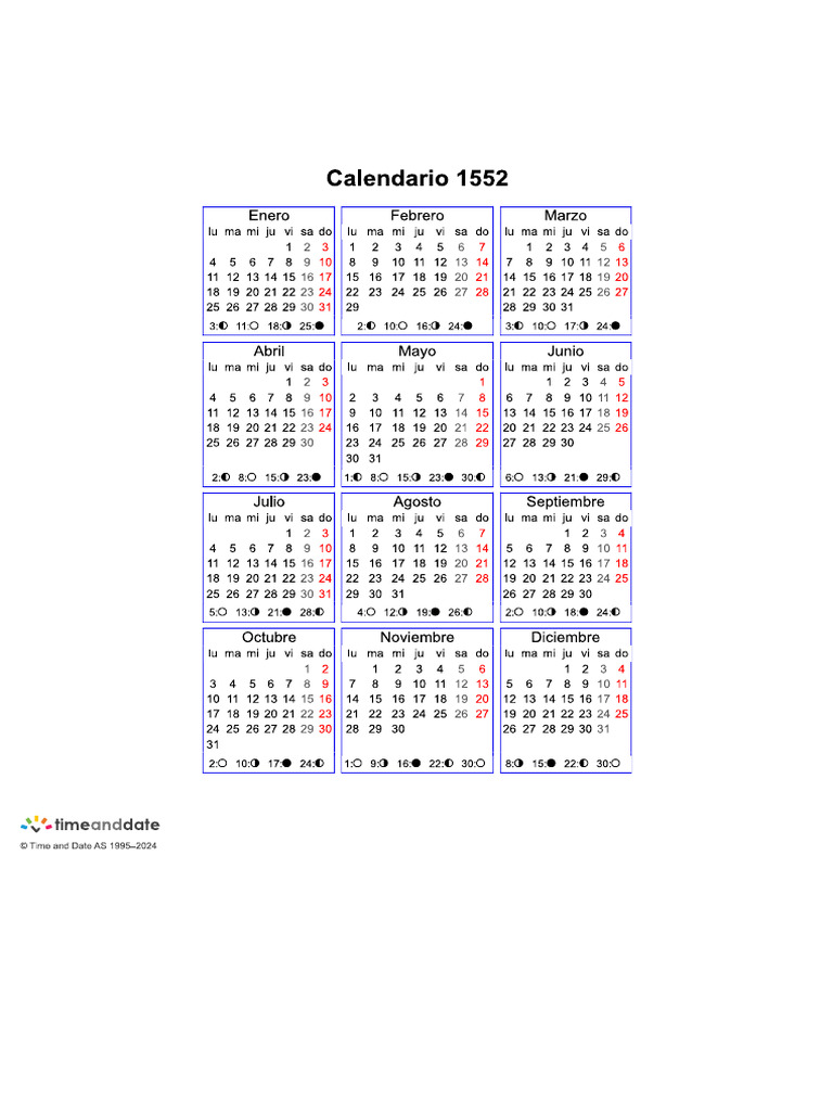 Calendario Año 1552 | PDF