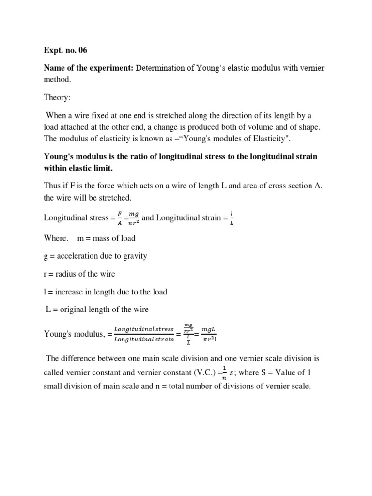 HSC 1st Paper Expt 6 With Value | PDF | Young's Modulus | Elasticity ...