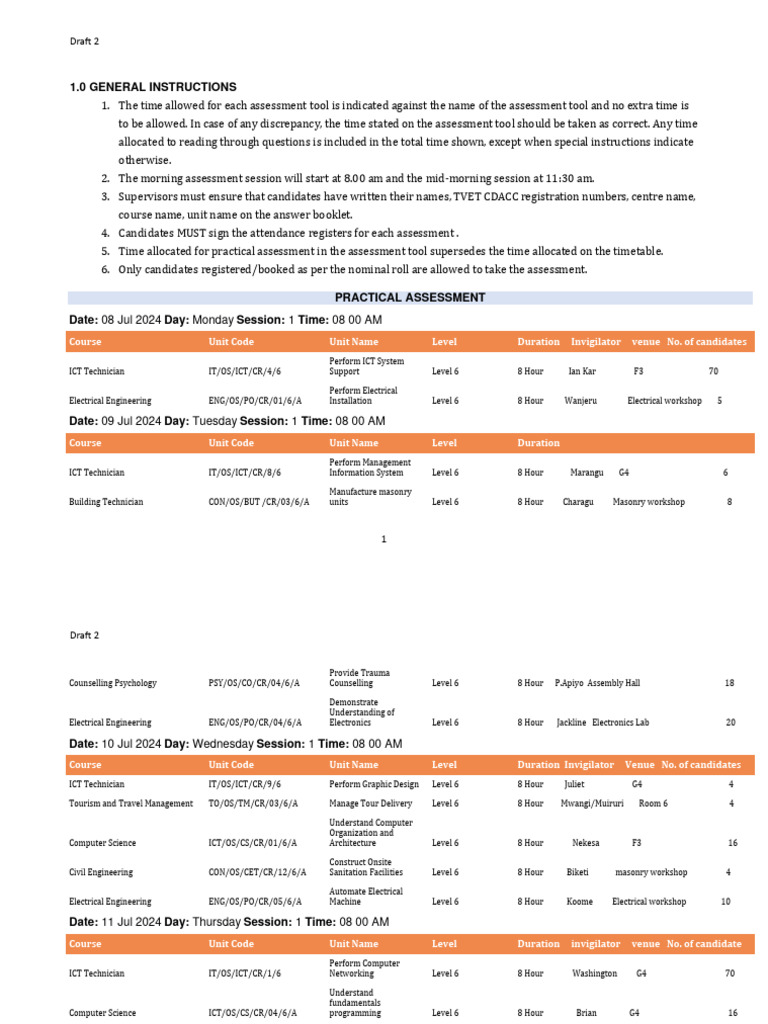 Summative July - August Timetable - June 2024 | PDF | Human Resource ...