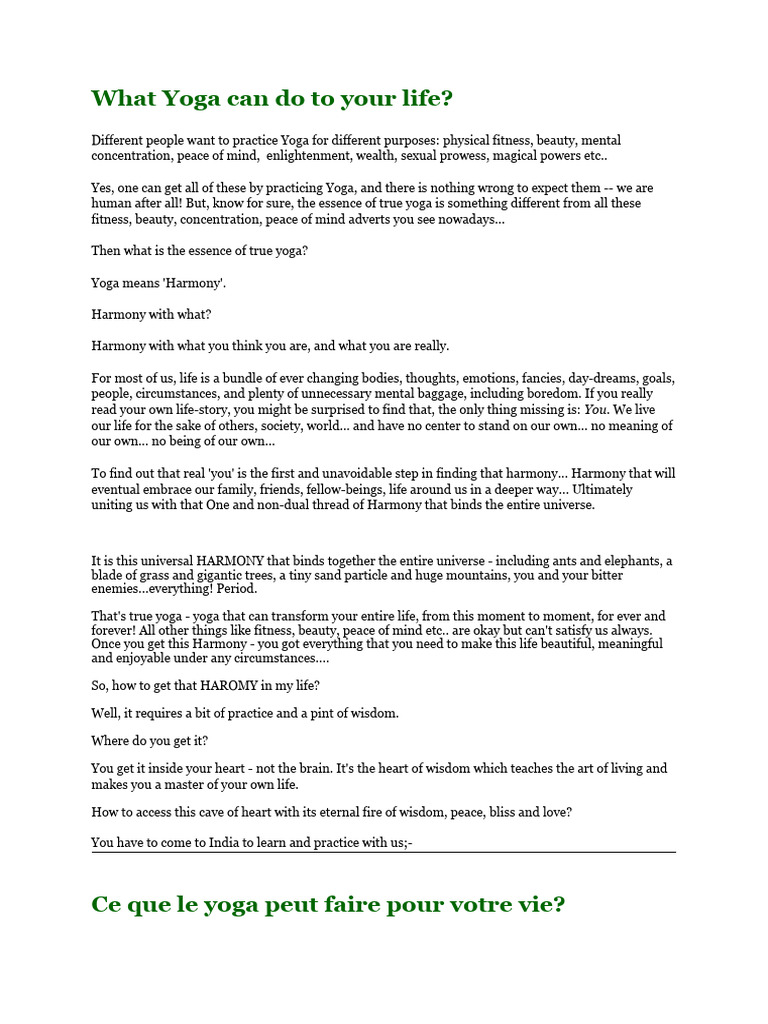 What Yoga Can Do To Your Life | PDF | Astika et nastika | Spiritualité