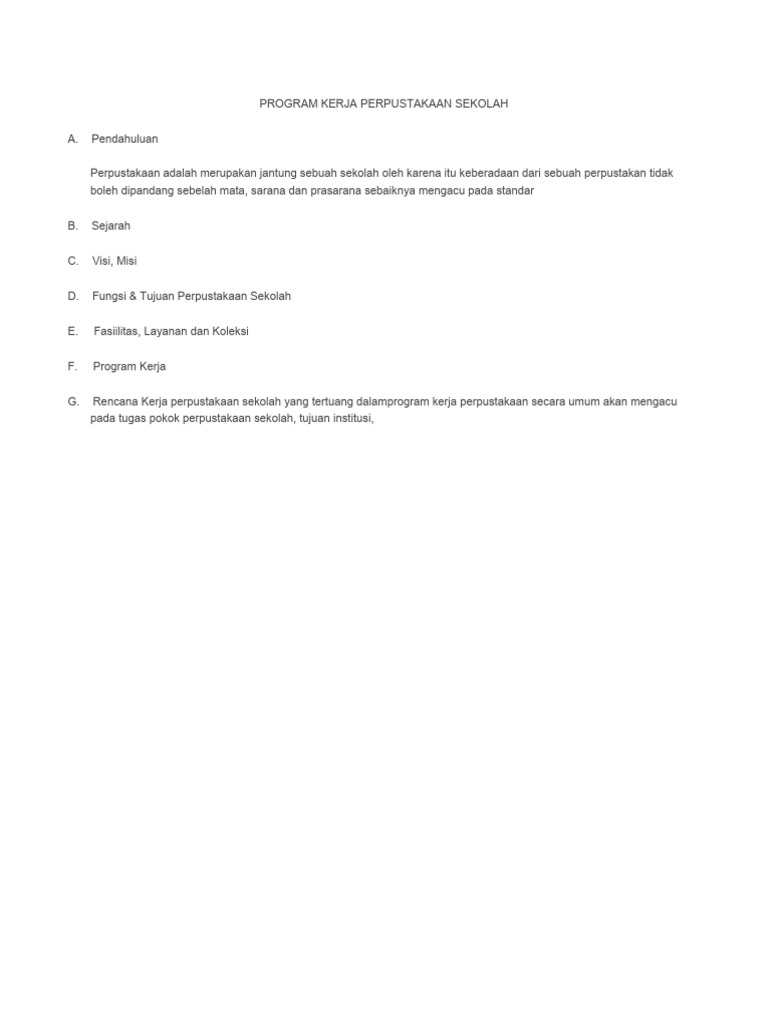 Program Kerja Perpustakaan Sekolah | PDF | Seni