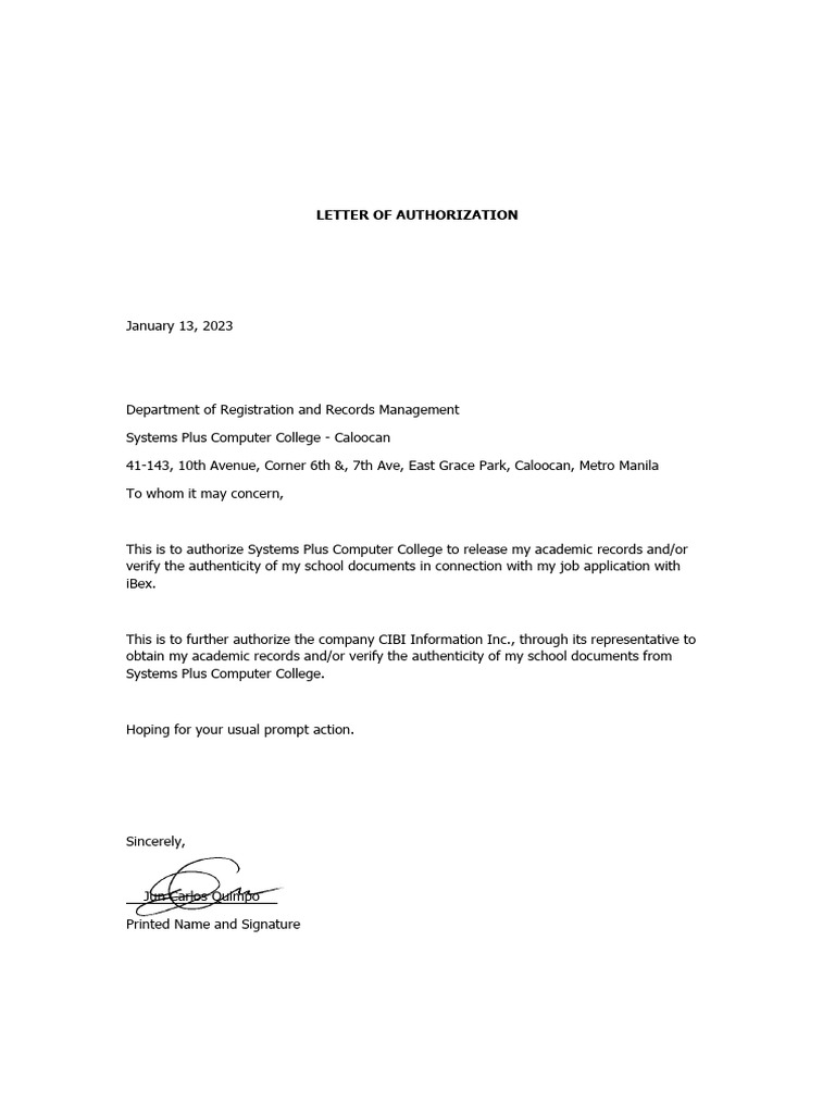 Standard School LOA | PDF