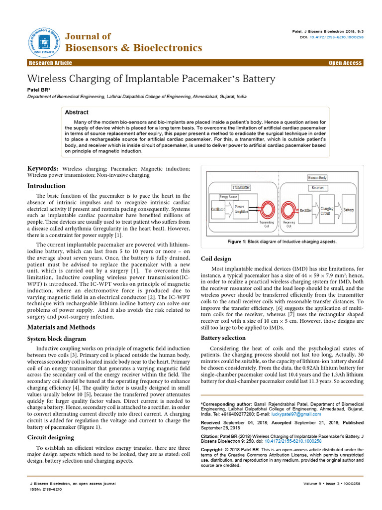 Wireless Charging of Implantable Pacemakers Batte | PDF | Artificial ...