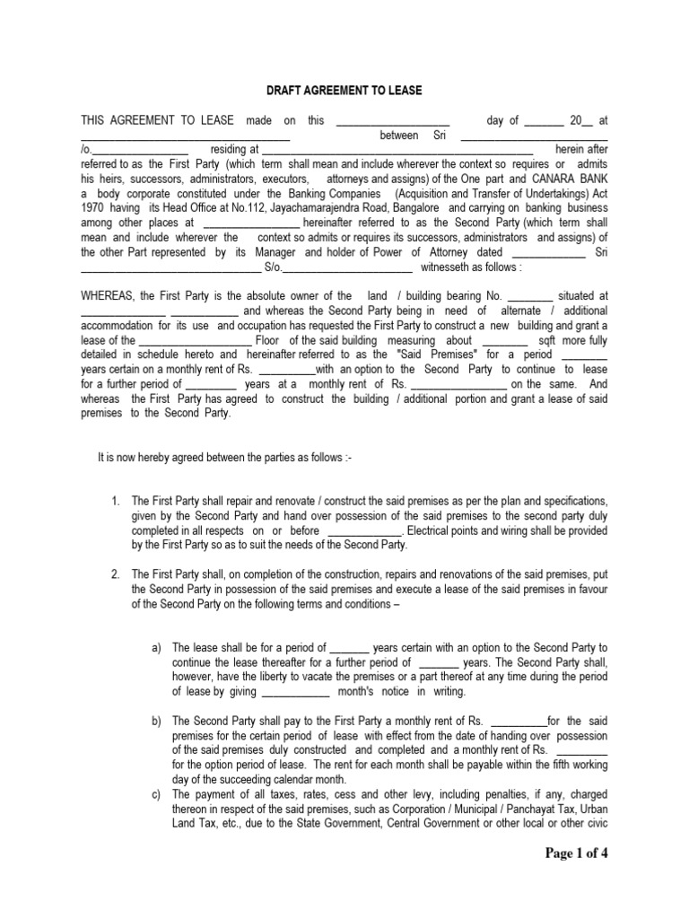 Draft Lease Agreement Template | PDF | Lease | Taxes