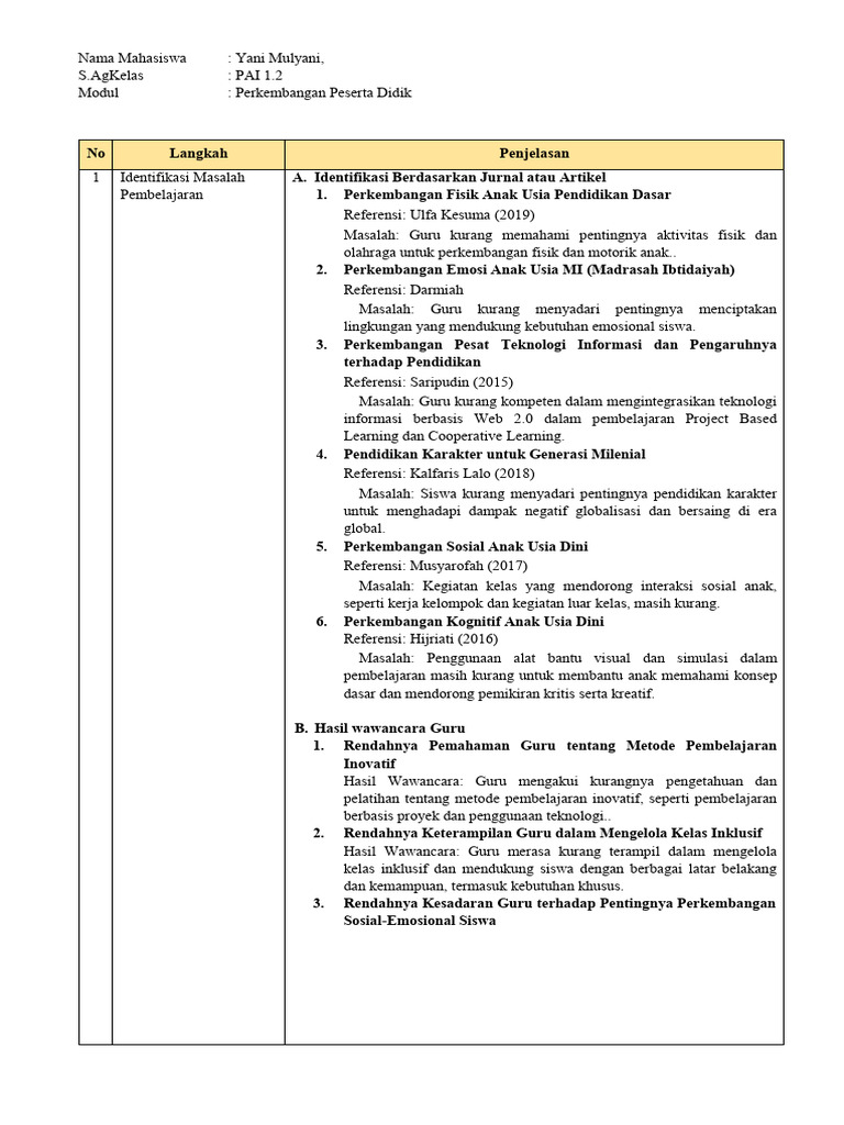 PBL Modul Perkembangan Peserta Didik - 12 | PDF