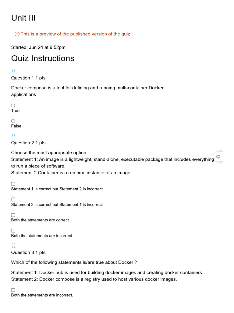 Quiz_ Unit III | PDF | Virtualization | Computing