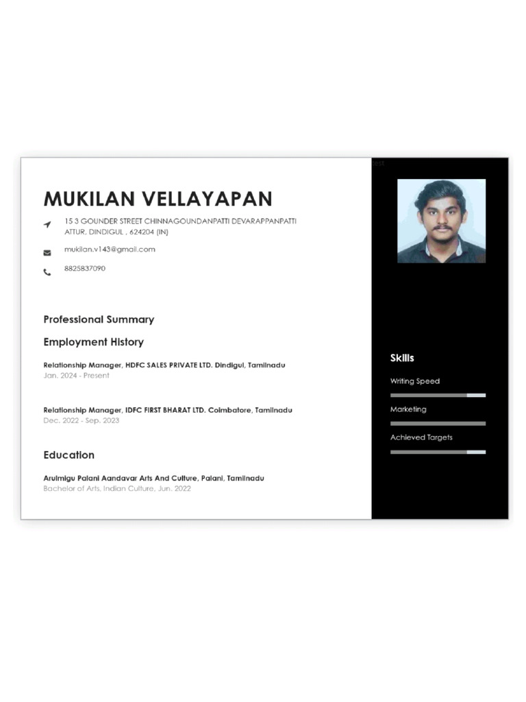 Mukilan Resume | PDF