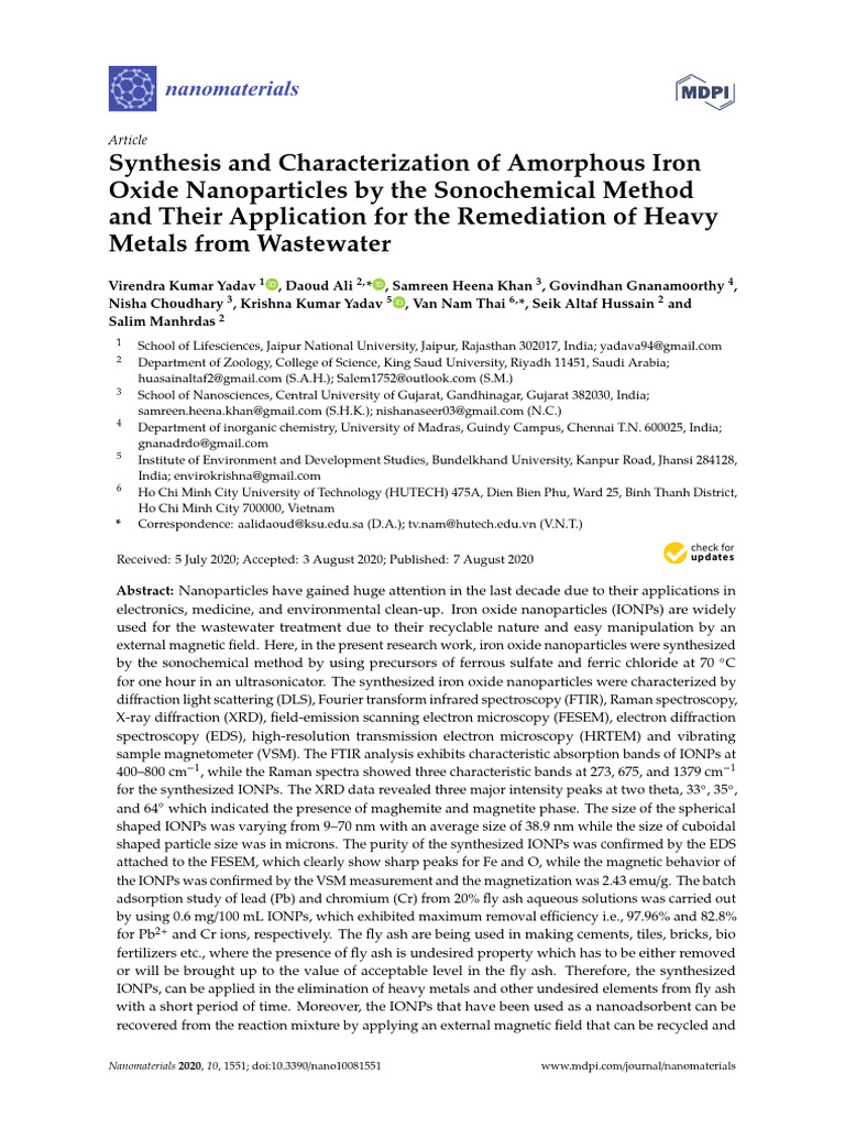 Nanomaterials 10 01551 v2 | PDF | Nanoparticle | Spectroscopy