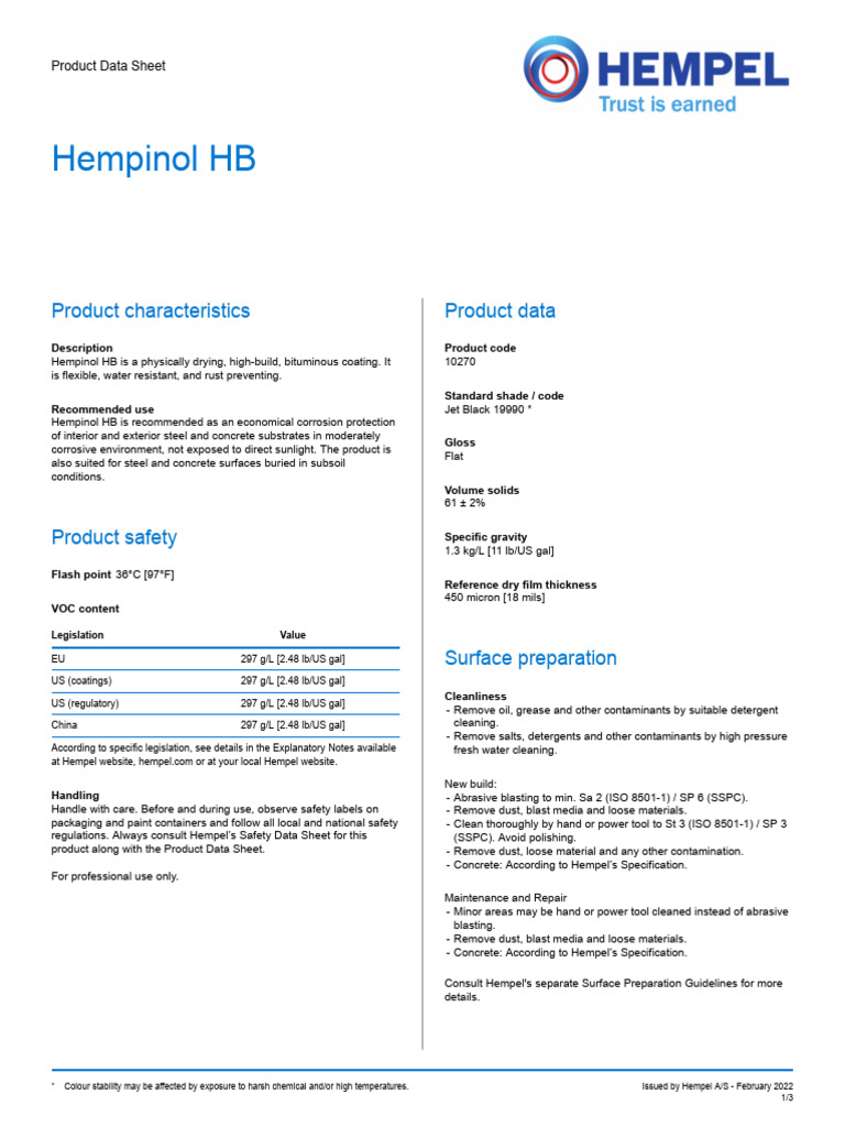 HEMPINOL HB 10270 Concrete Painting | PDF | Humidity | Concrete